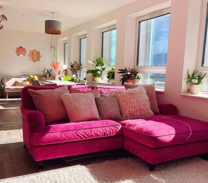 How to style a pink couch in a living room - Style Your Sanctuary