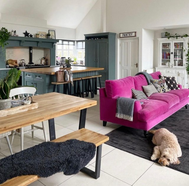 How to style a pink couch in a living room - Style Your Sanctuary